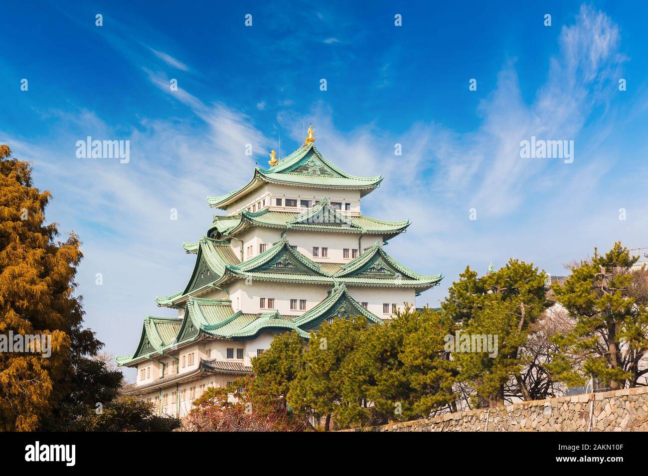 Nagoya castle historic landmark in nagoya japan. Bright sky background ...