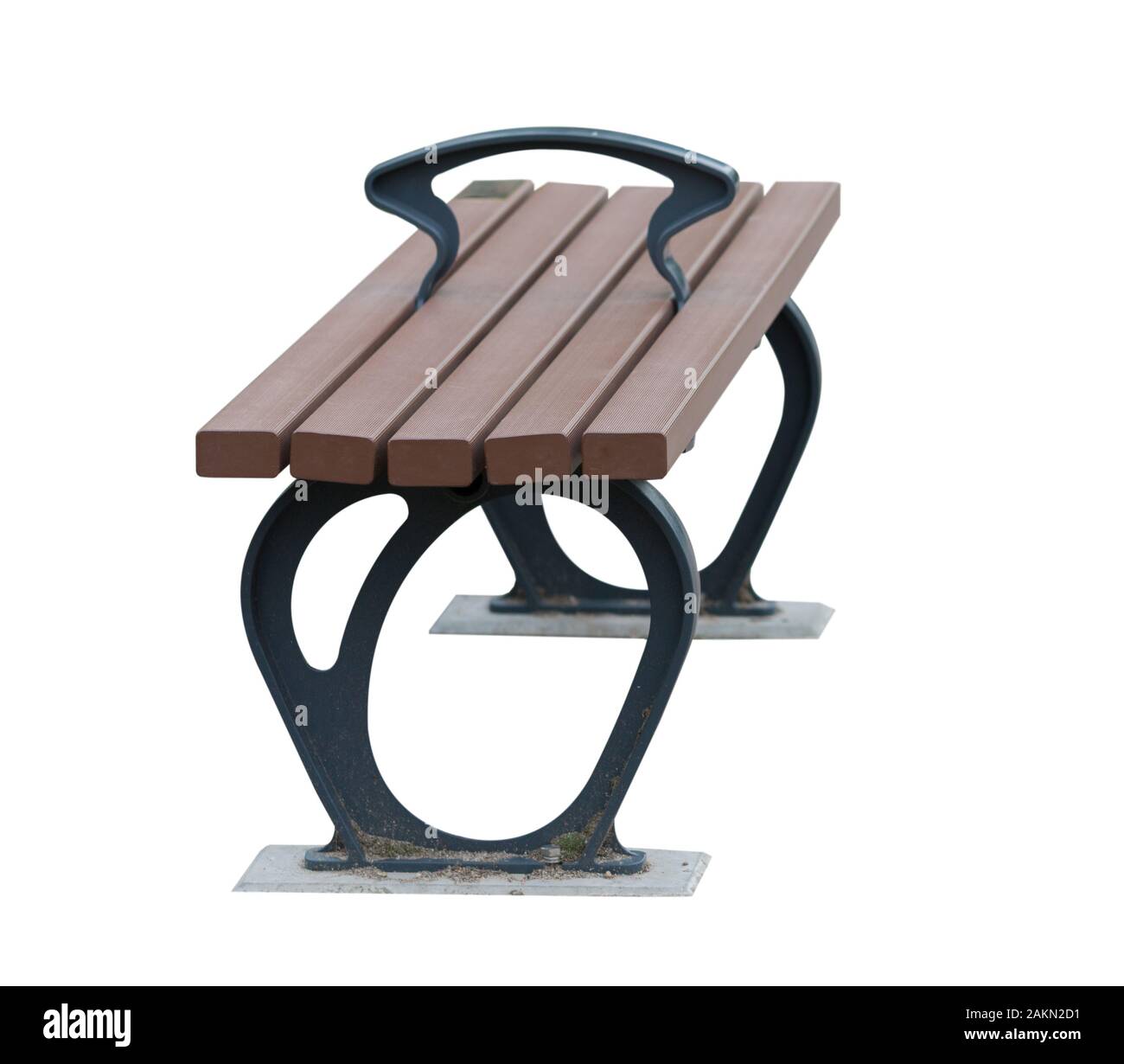 Empty wooden bench isolated on white background Stock Photo - Alamy