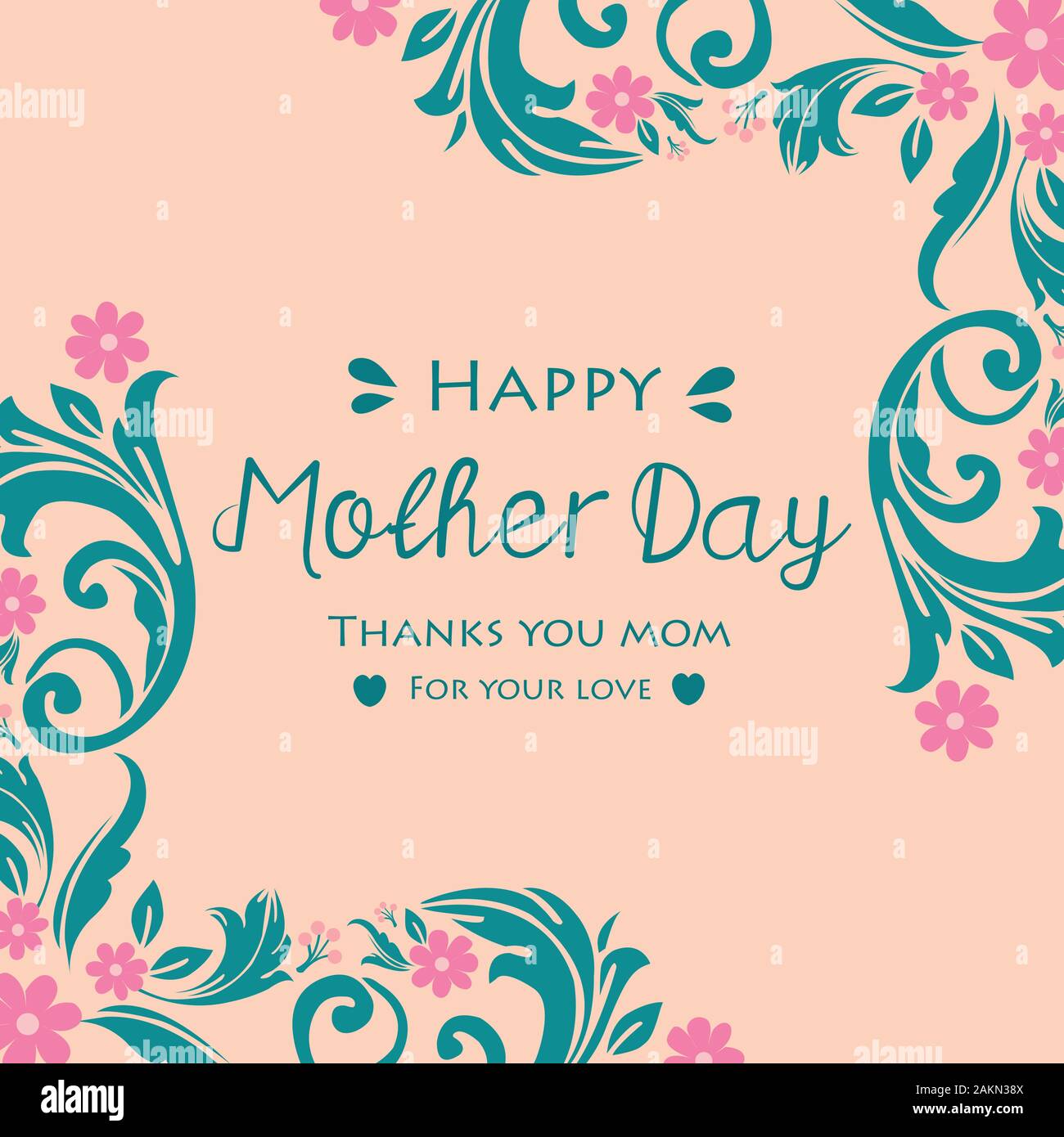 Happy mother day beautiful invitation card design, with ornate of leaf ...
