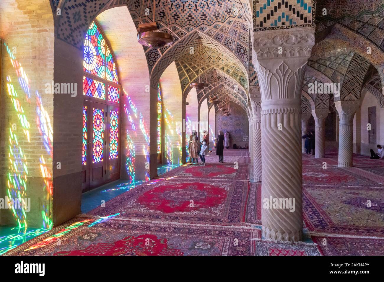 Shiraz, Iran - June 2018: Inside of Nasir ol Molk Mosque also known as ...