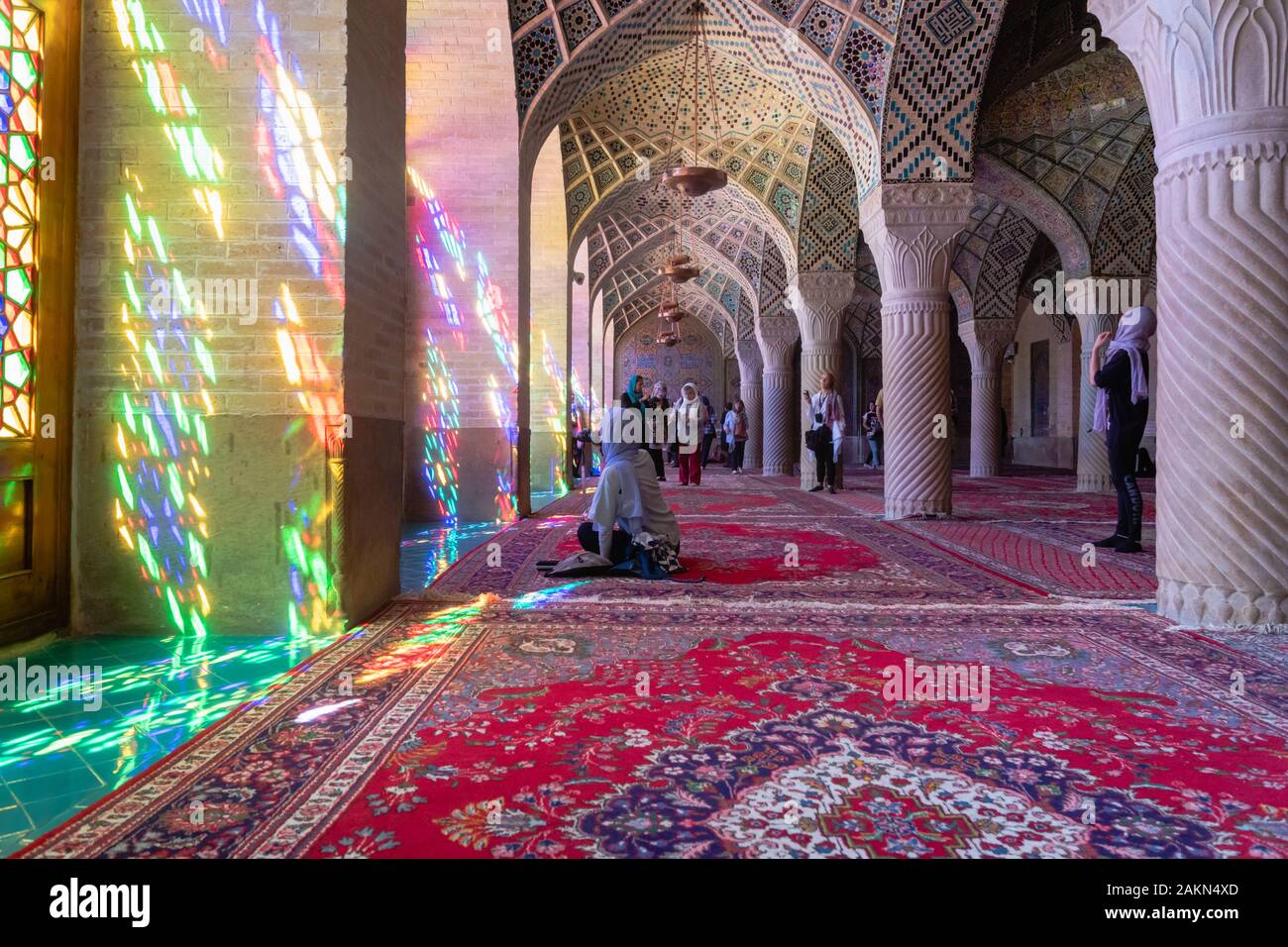 Shiraz, Iran - June 2018: Inside of Nasir ol Molk Mosque also known as ...
