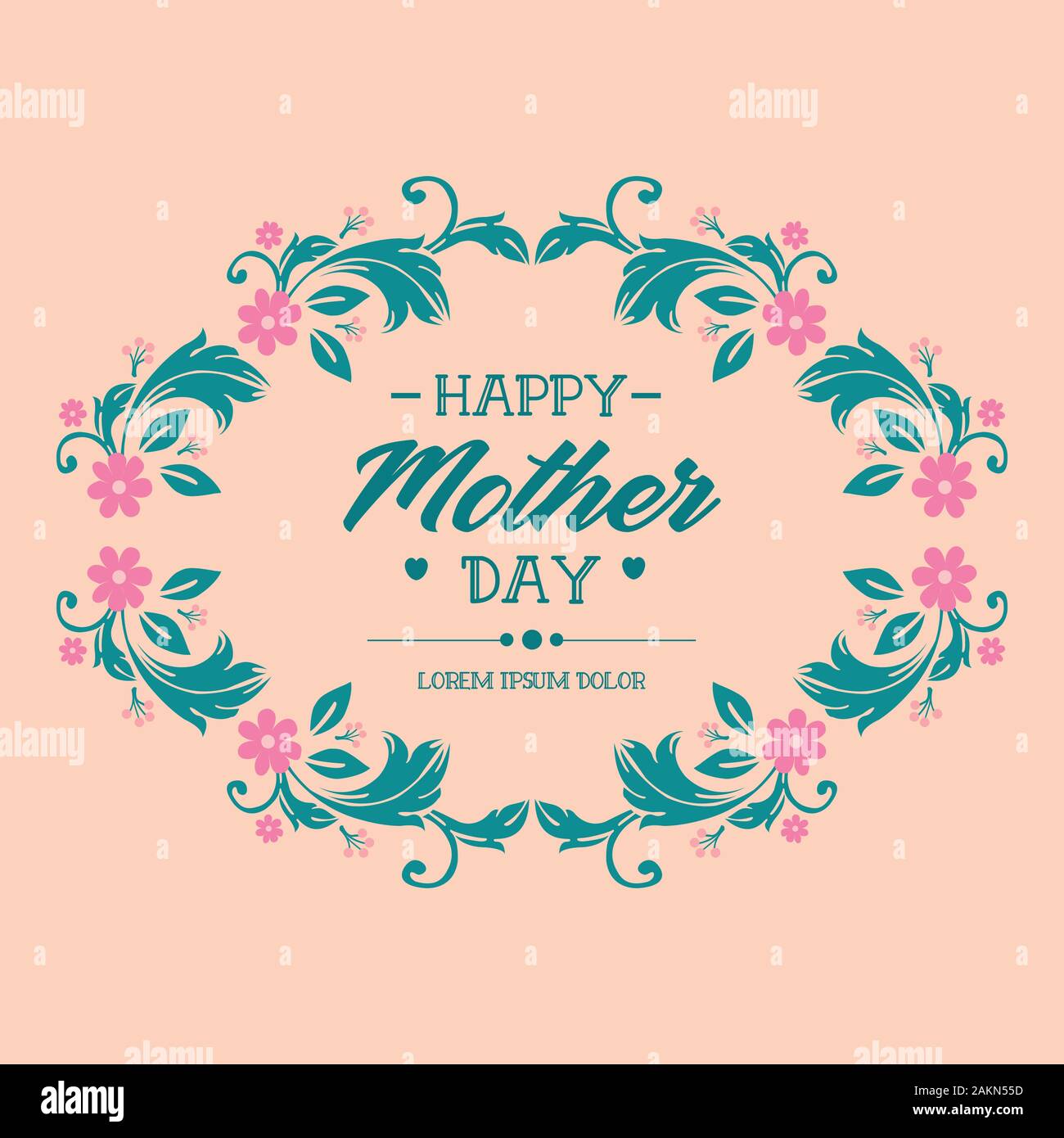 Shape elegant frame, with beautiful leaf and flower design, for happy mother day greeting card ...