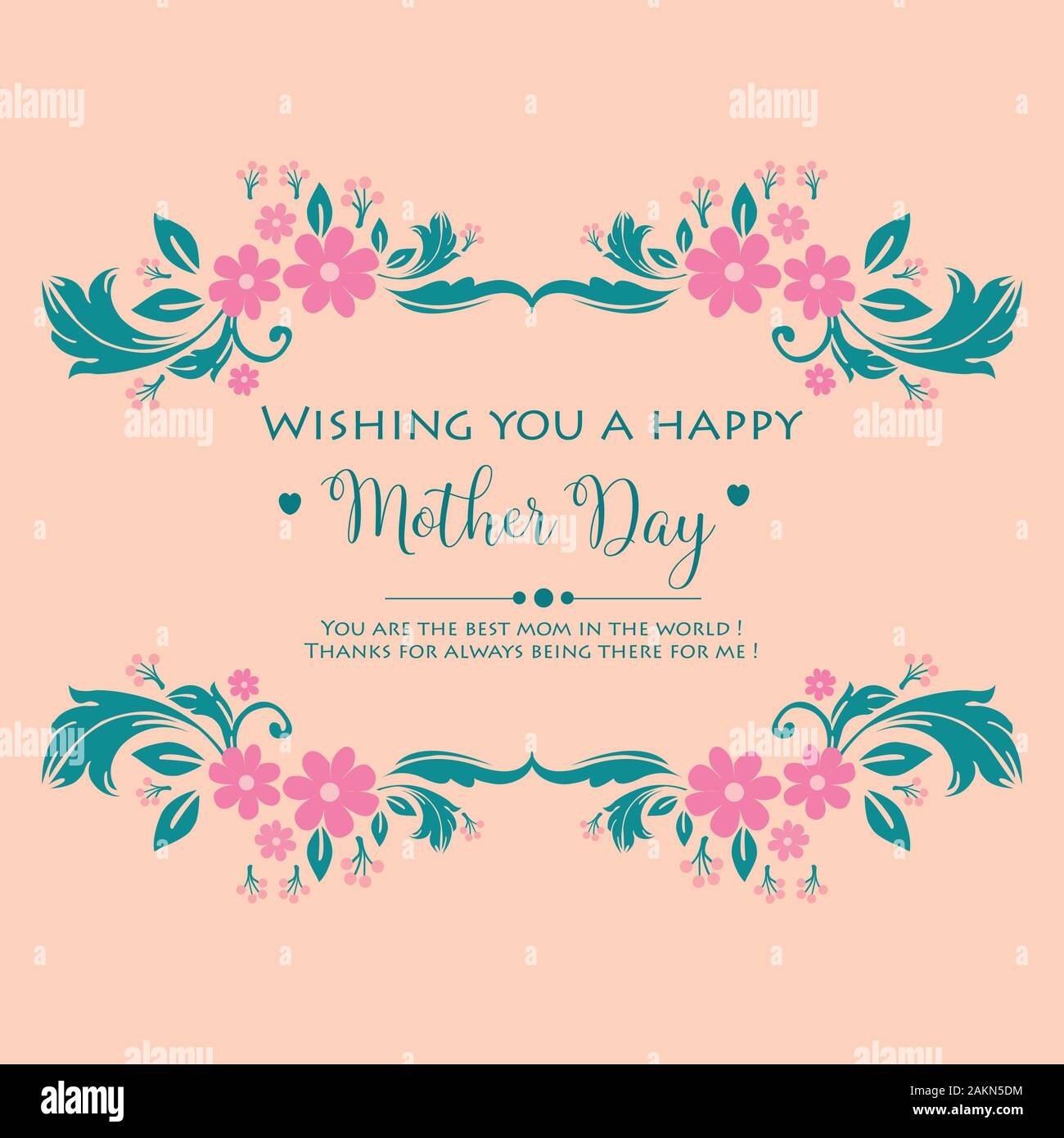 Elegant pattern leaf and flower frame, for elegant happy mother day greeting card concept ...