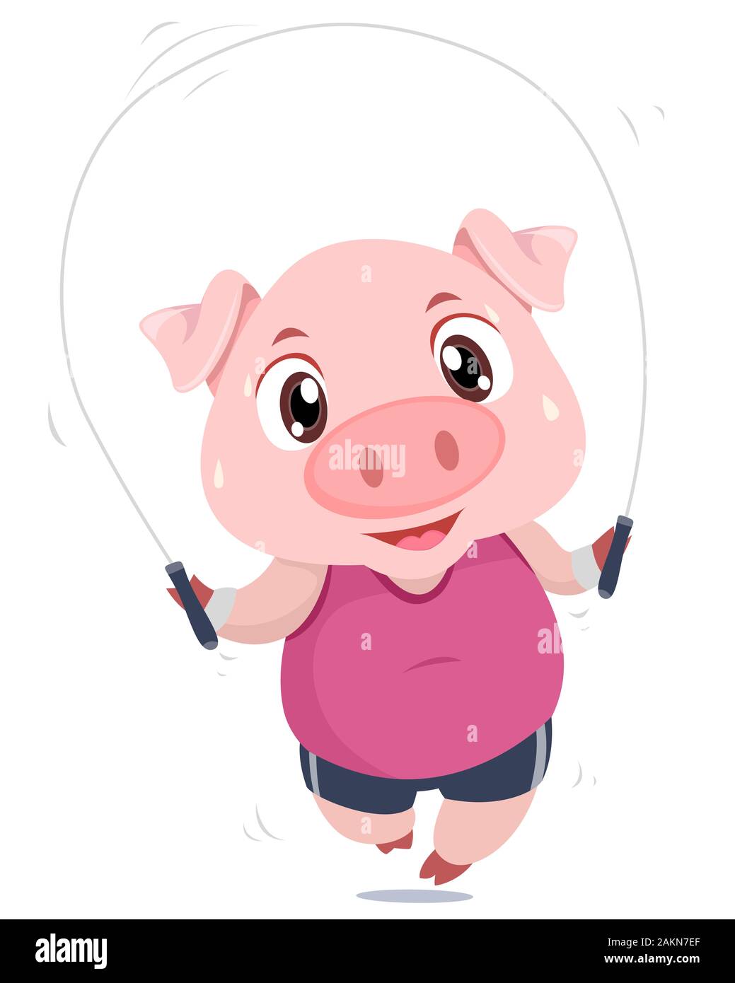 Illustration of a Pig Mascot Exercising and Using a Jumping Rope Stock ...