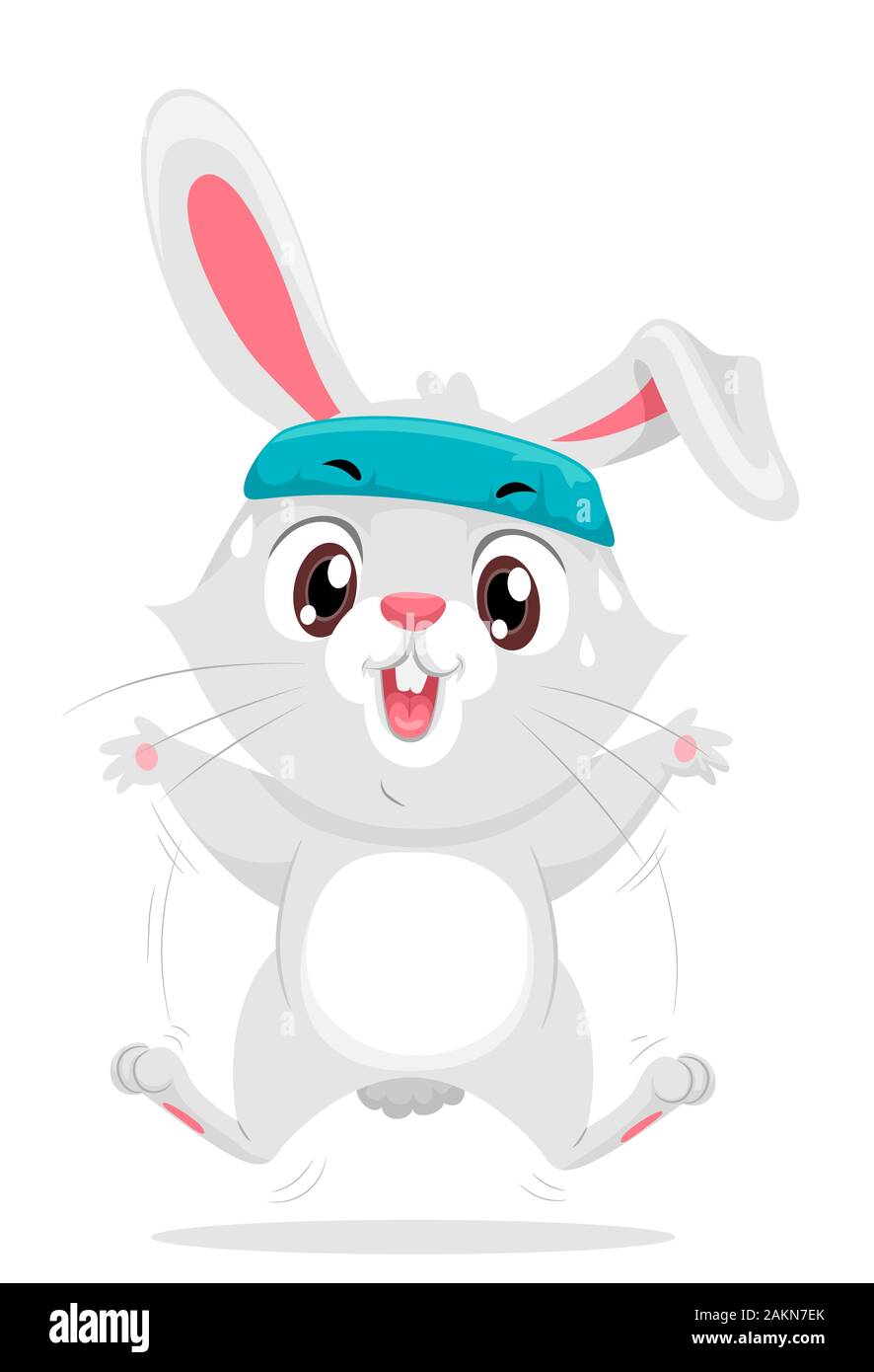 Illustration of a Rabbit Mascot Exercising and Doing Jumping Jack Stock ...