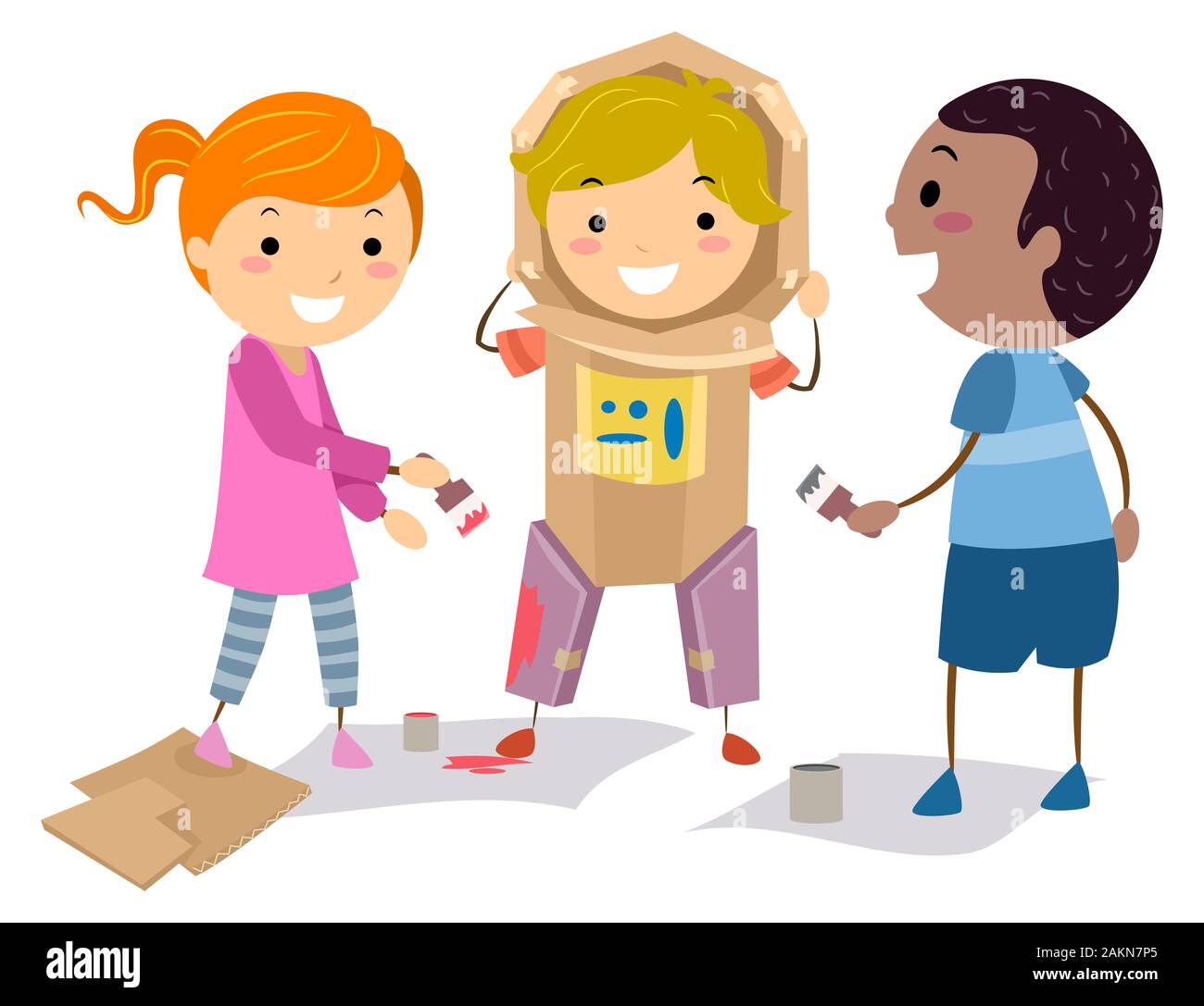 Illustration of Stickman Kids Making an Astronaut Suit Made of ...