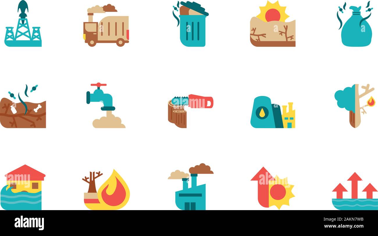 Icon set design, Climate change global warning environment nature ...