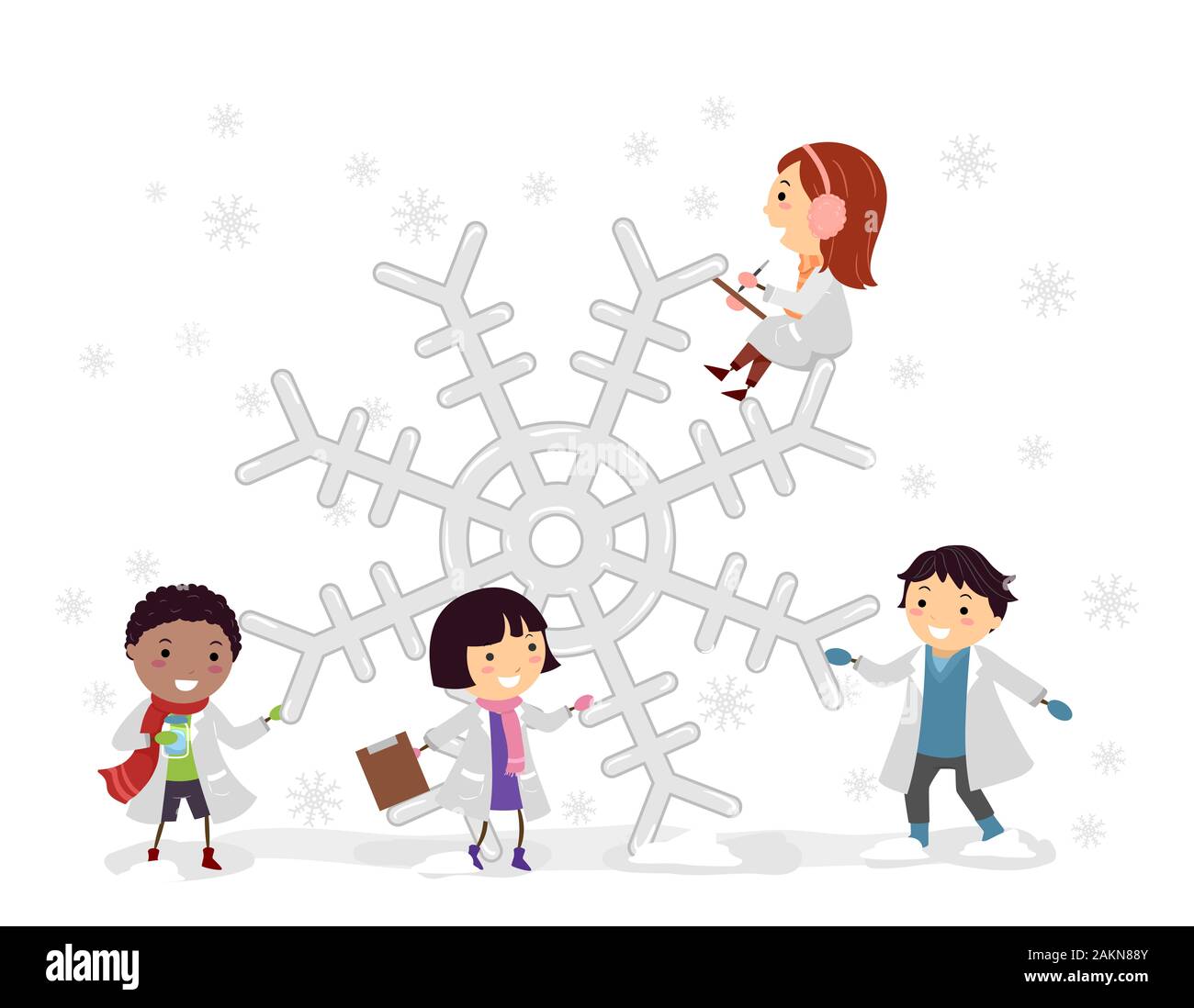 Illustration of Stickman Kids Wearing White Lab Coats with a Big ...