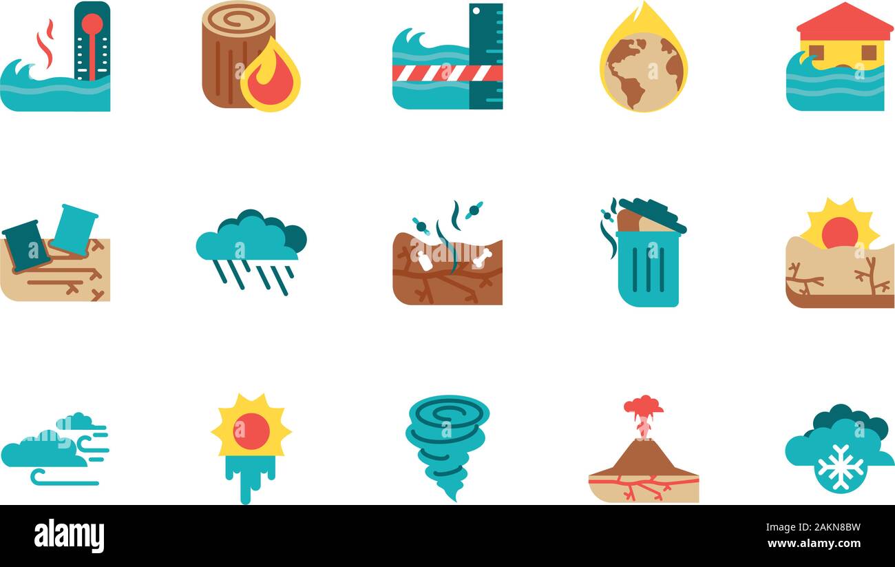 Icon set design, Climate change global warning environment nature ...