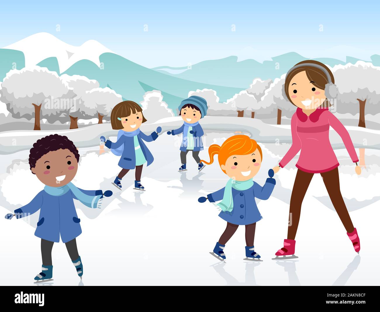 Children Ice Skating Clipart