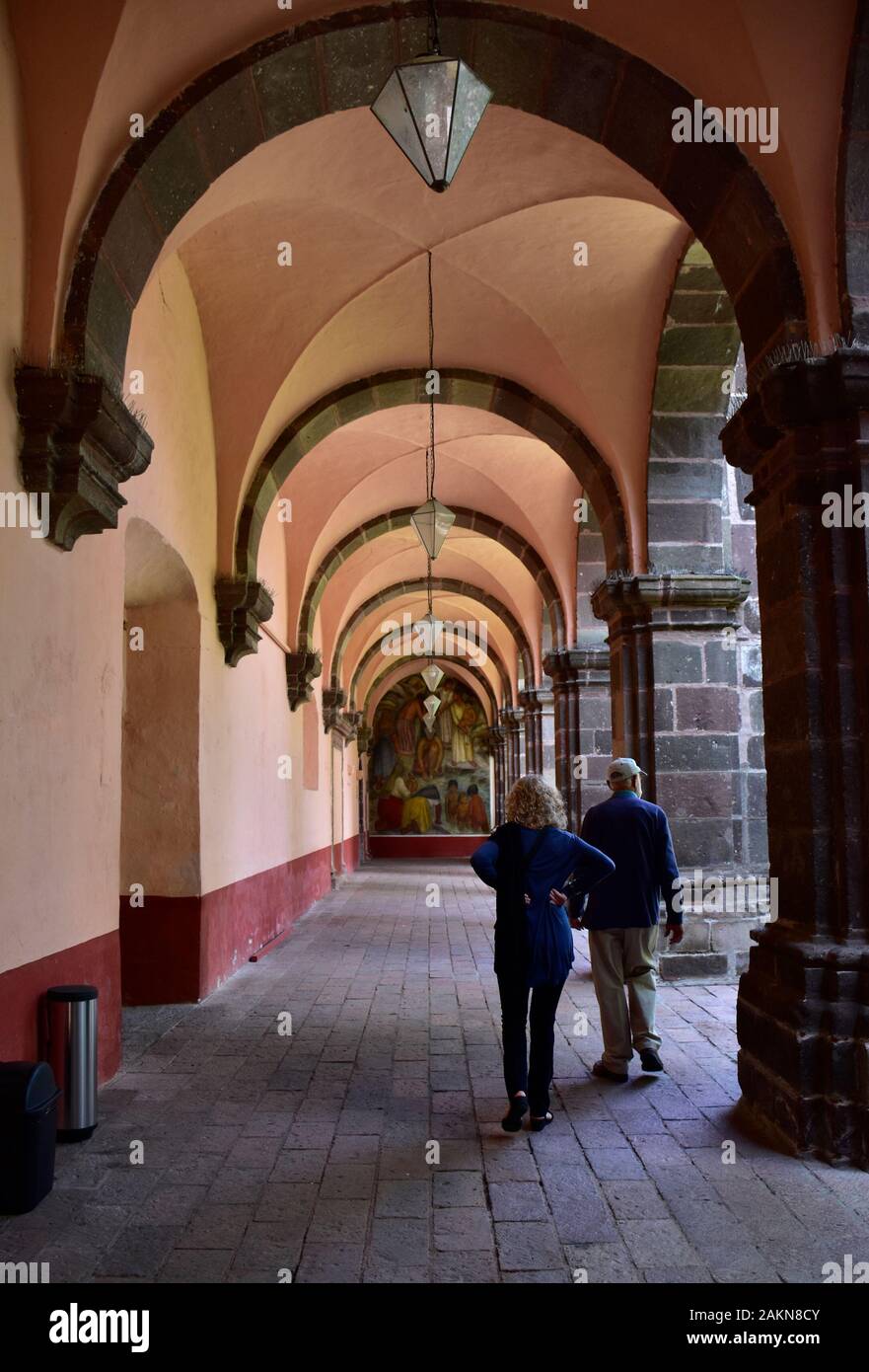 Arched walkway surrounding the courtyard of the Centro Cultural Ignacio ...