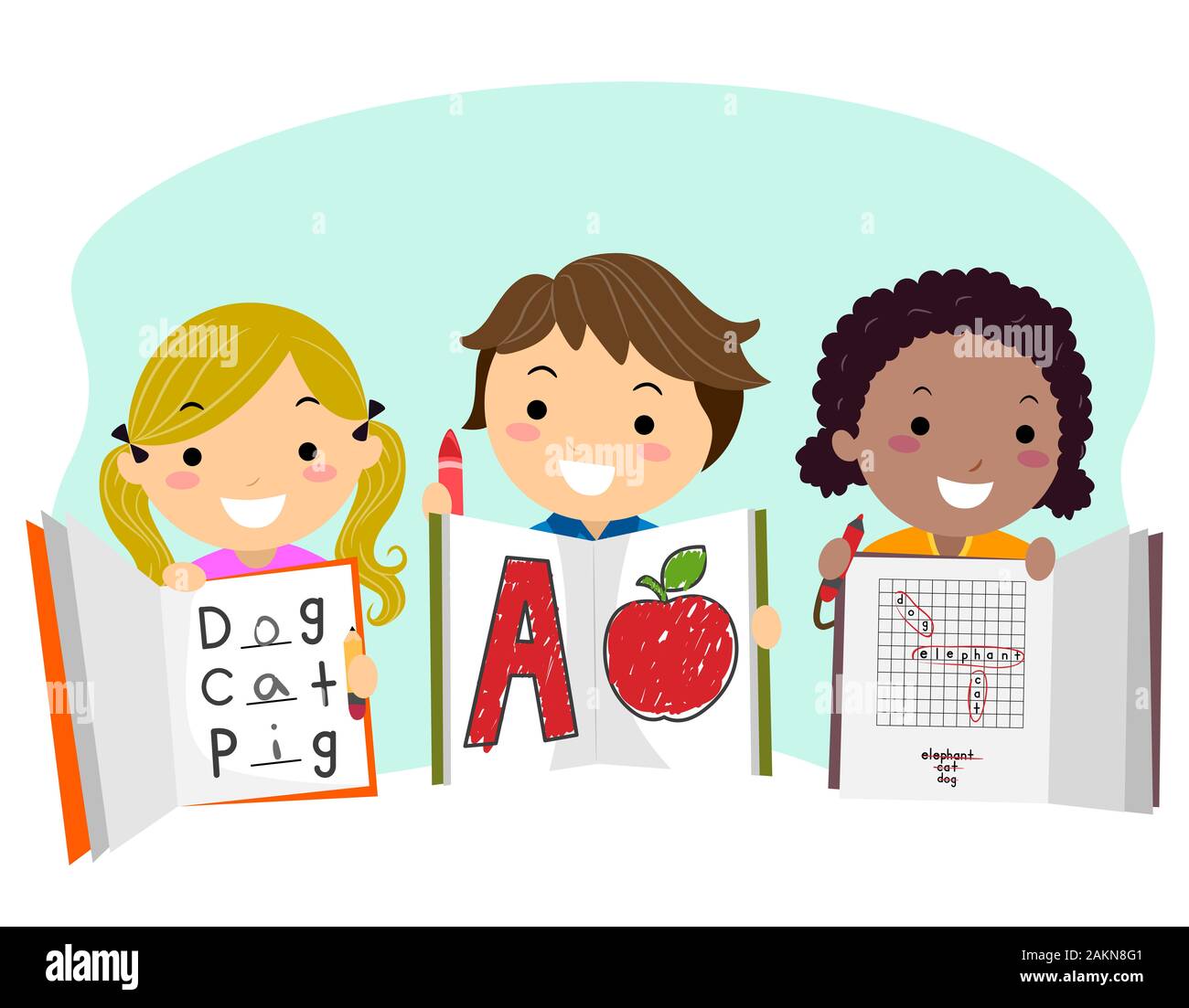 Illustration of Stickman Kids Students Showing their Answers in their ...