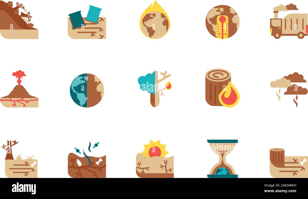 Icon set design, Climate change global warning environment nature ...