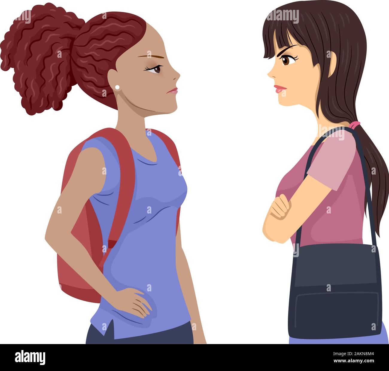 Illustration of Angry Teenage Girls Students in Conflict with Each ...