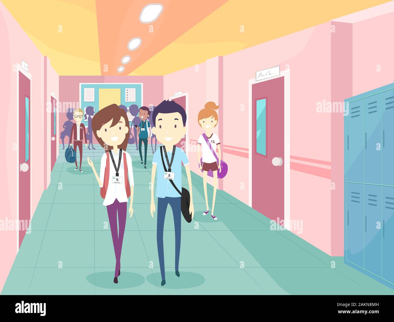 Student Walking In Hallway Clipart