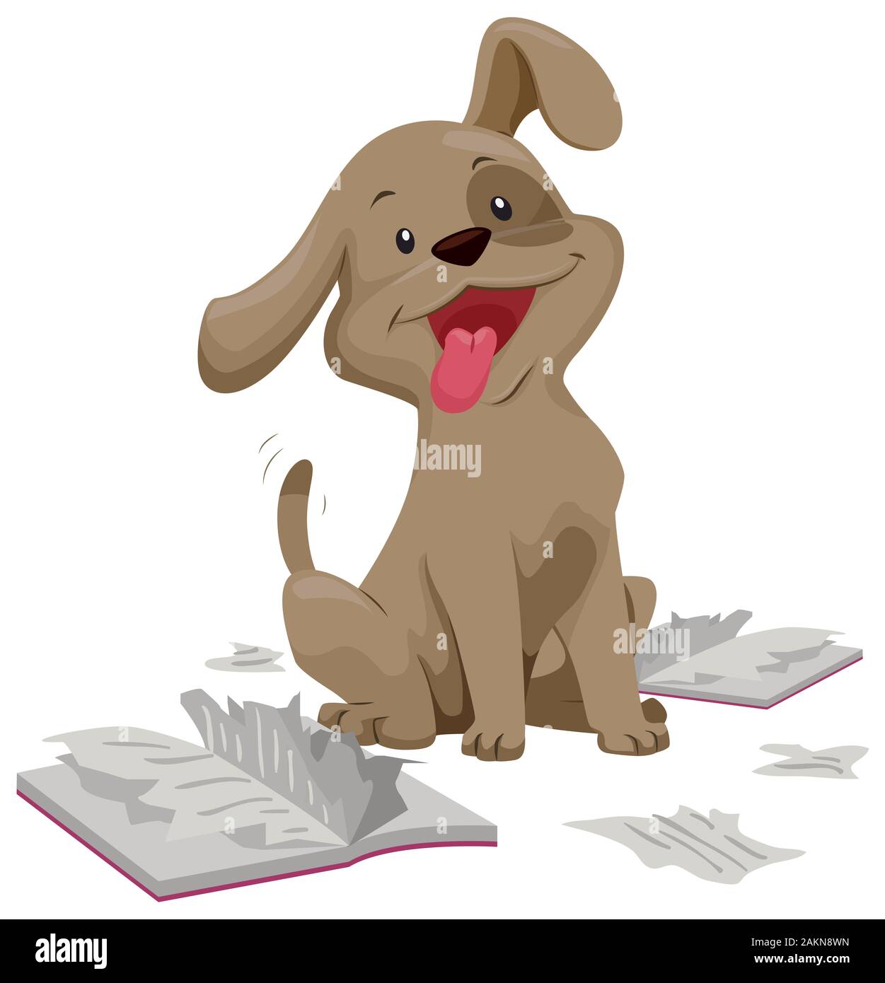 Illustration of a Proud Dog Sitting Down with a Ripped Book or Magazine ...