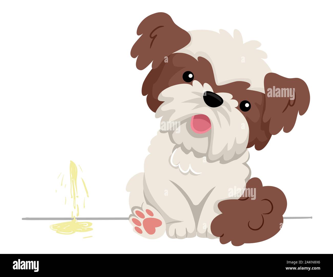 Illustration of a Pet Dog Sitting Down Beside His Pee Dripping Down ...
