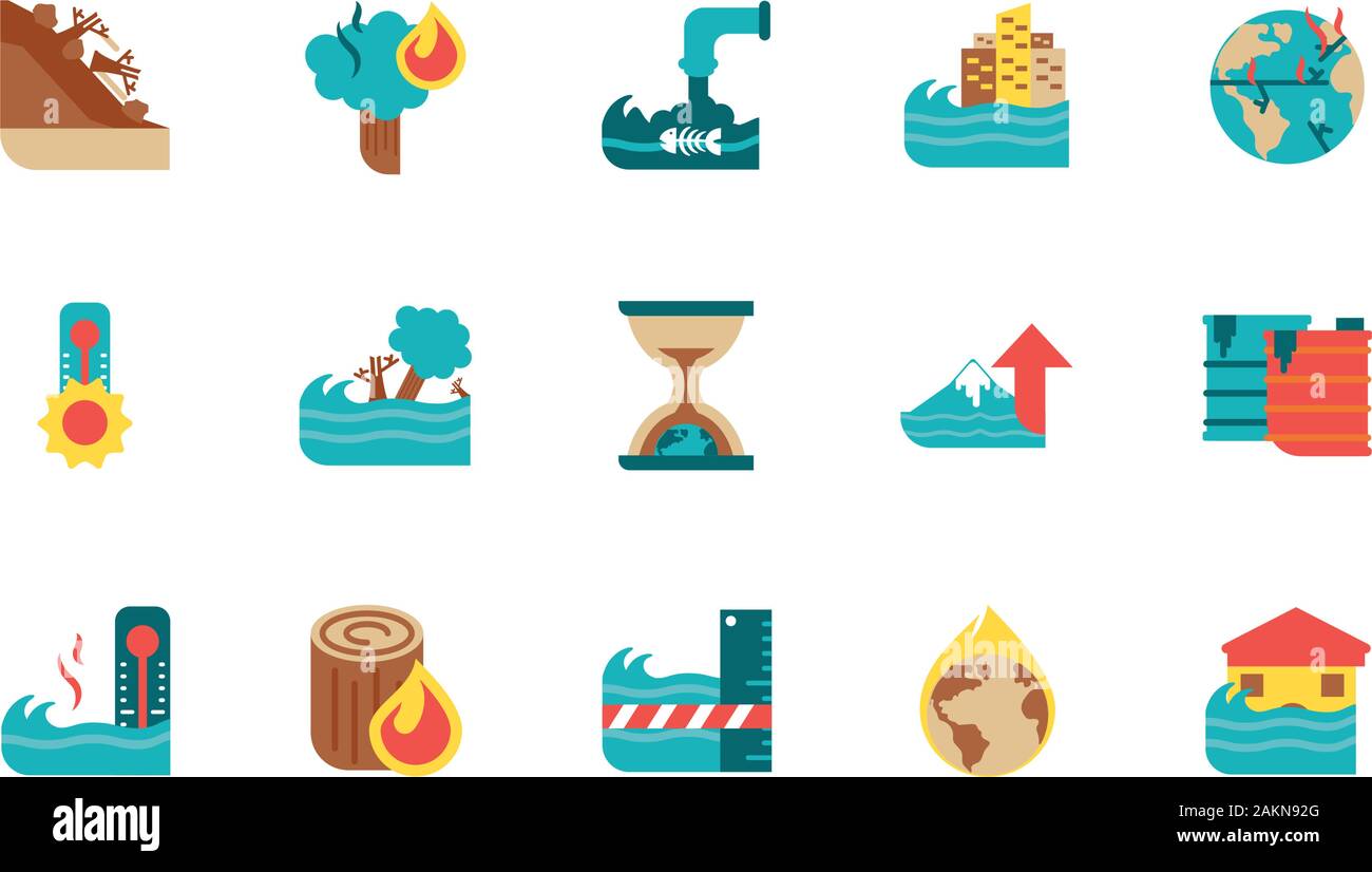 Icon set design, Climate change global warning environment nature ...