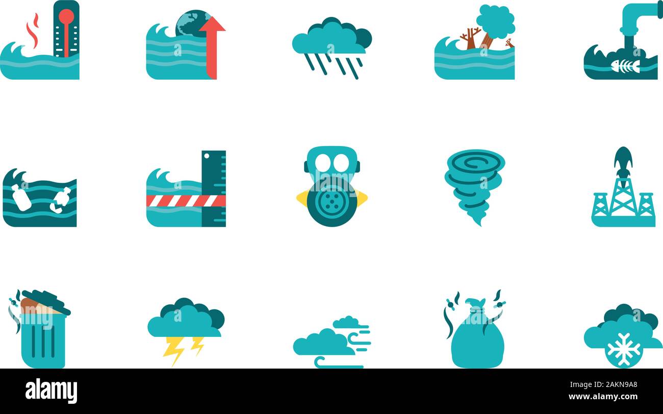 Icon set design, Climate change global warning environment nature ...