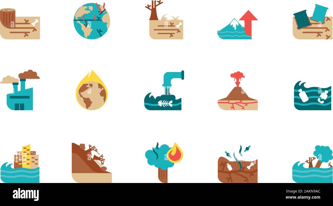 Icon set design, Climate change global warning environment nature ...