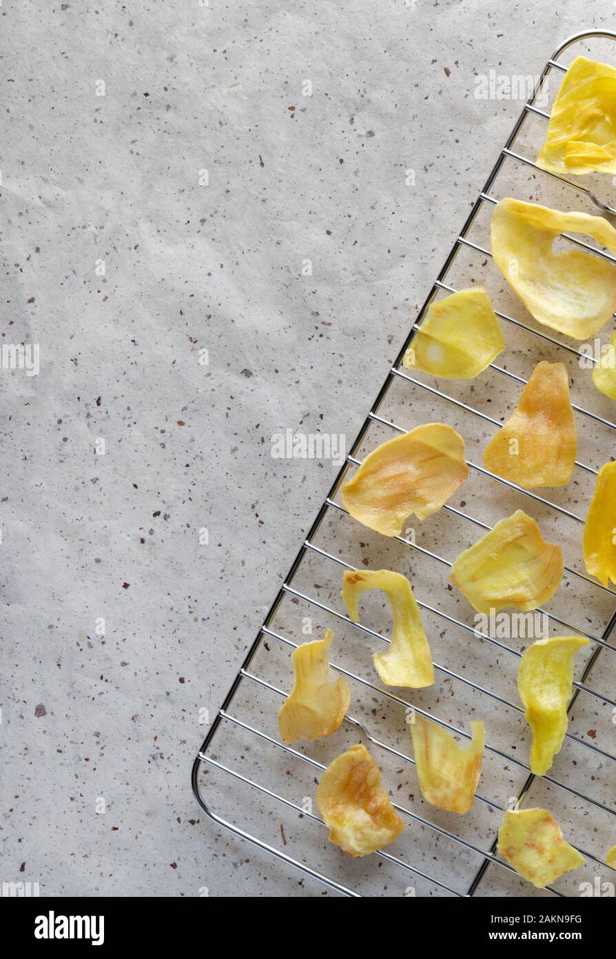 Process of cooking homemade jackfruit chips snacks Stock Photo - Alamy