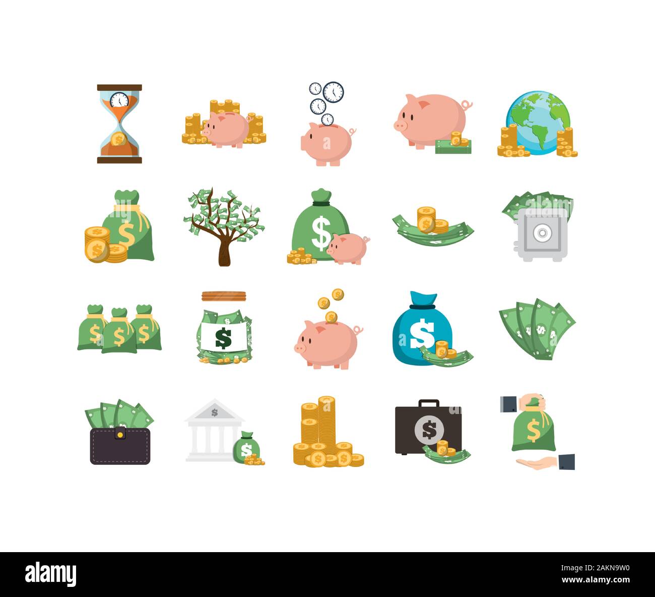 Icon set of money financial item banking commerce market payment buy ...