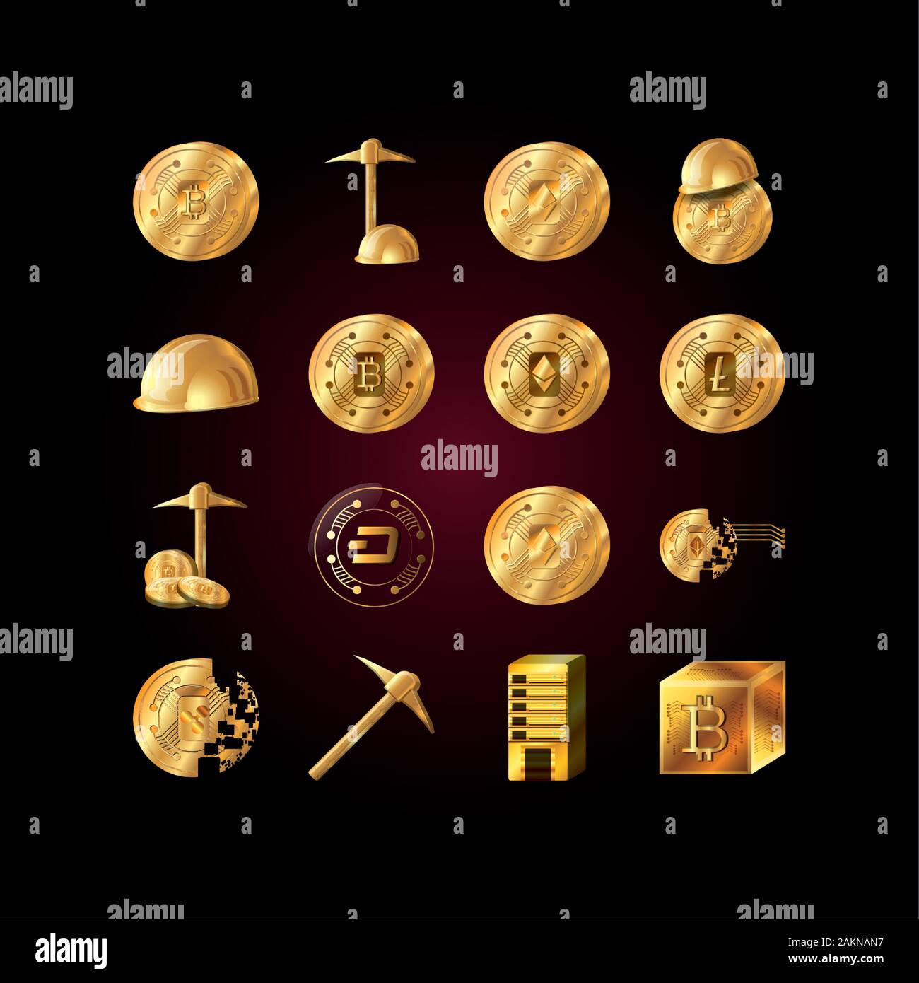 Money and bitcoin icon set of bit currency exchange financial bank web ...