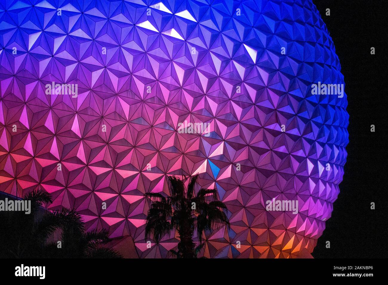Outside of the "Spaceship Earth" ride at Epcot in Disney World, Orlando ...