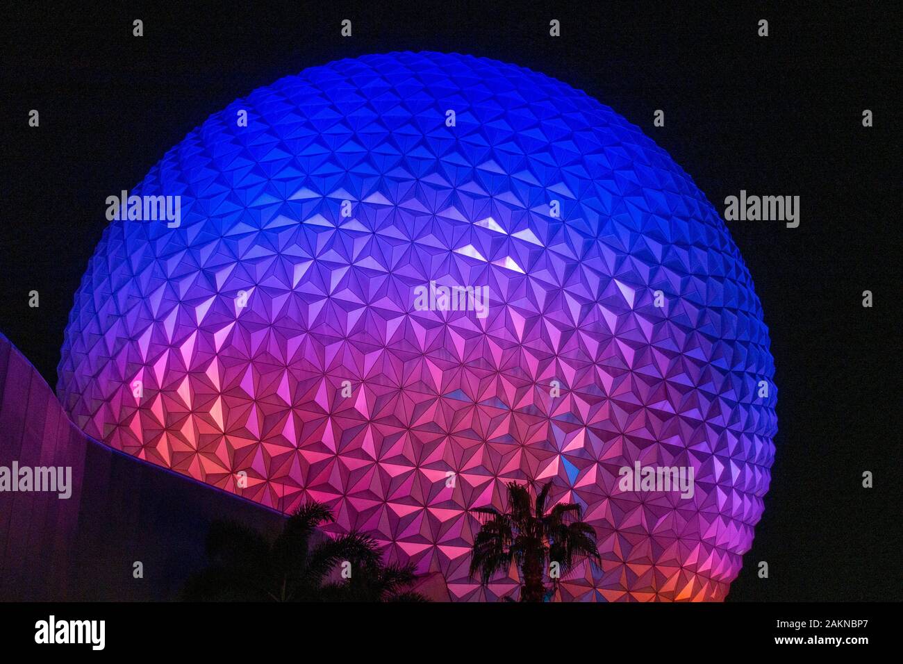 Outside of the "Spaceship Earth" ride at Epcot in Disney World, Orlando ...