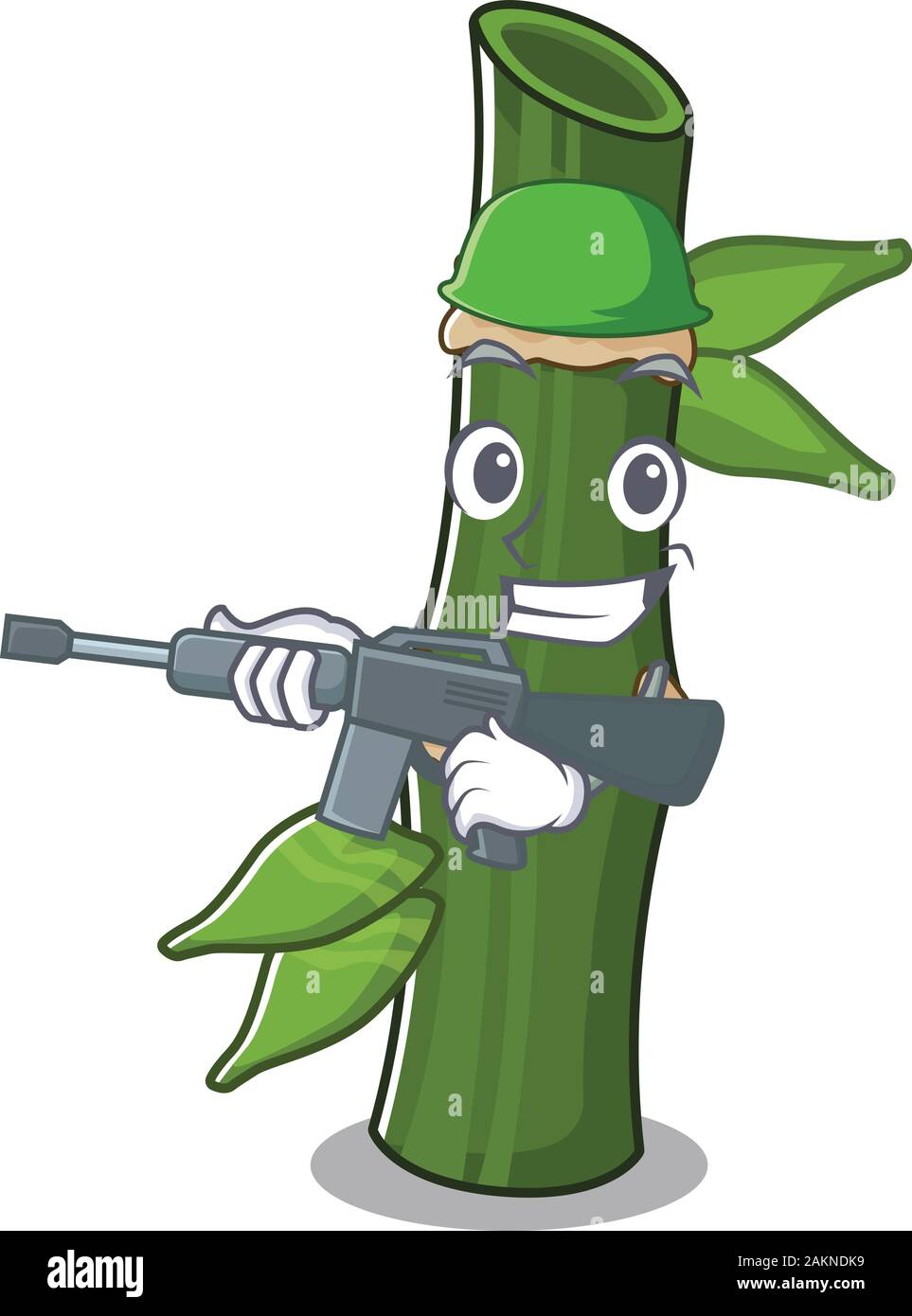 A cartoon design of bamboo Army with machine gun Stock Vector Image ...