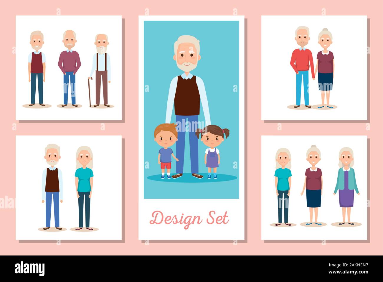designs set scenes of grandparents with grandchildren Stock Vector ...
