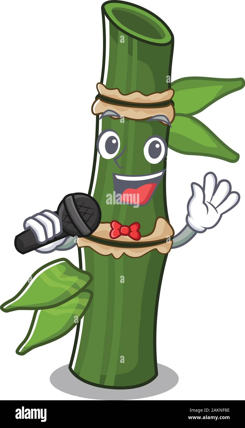 Happy bamboo singing on a in microphone Stock Vector Image & Art - Alamy