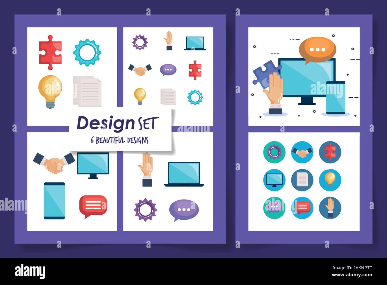 six designs of teamwork and icons Stock Vector Image & Art - Alamy