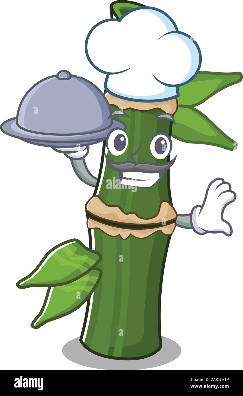 cartoon design of bamboo as a Chef having food on tray Stock Vector ...