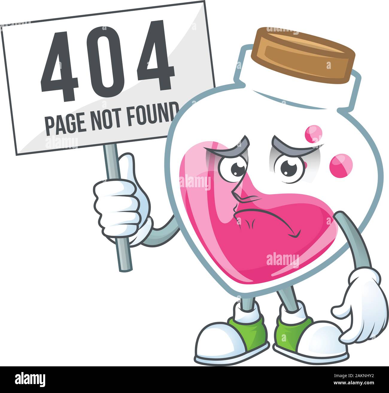 sad face mascot style of pink potion raised up a board Stock Vector ...
