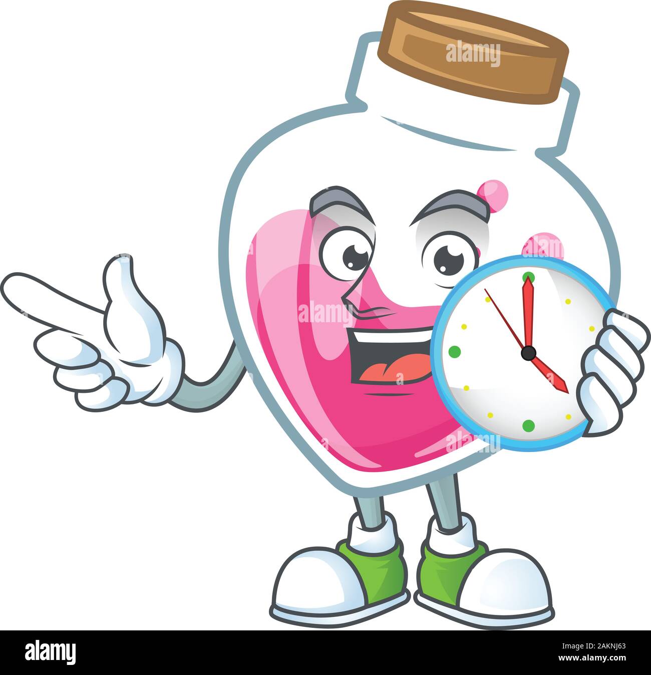 cartoon character style pink potion having clock Stock Vector Image ...