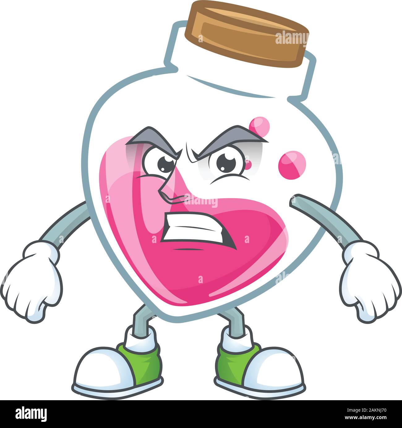 cartoon character of pink potion with angry face Stock Vector Image ...
