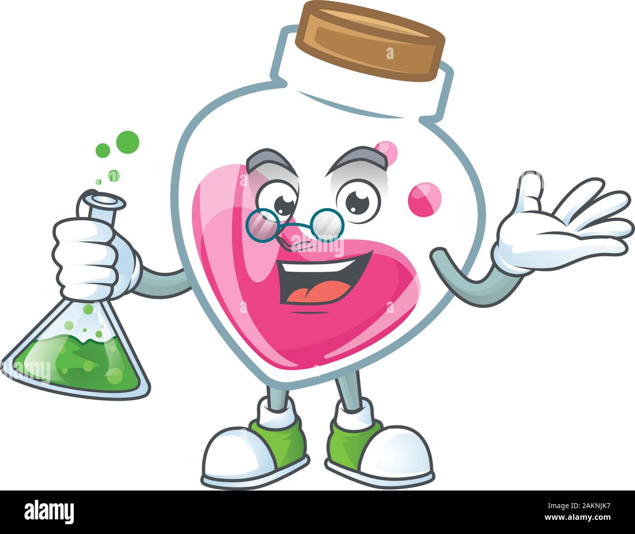 Smart Professor pink potion cartoon character with glass tube Stock ...
