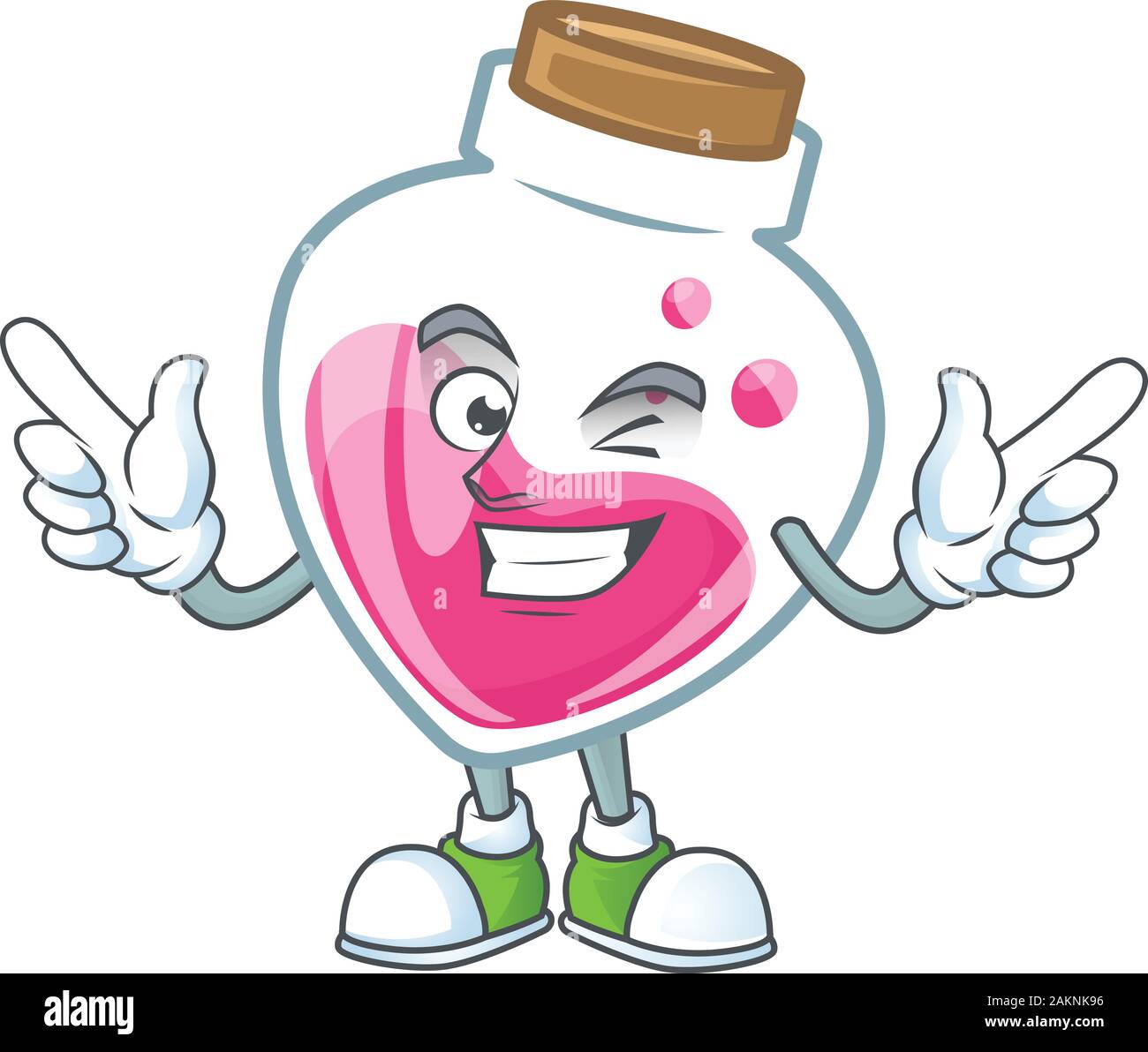 Funny face pink potion cartoon character style with Wink eye Stock ...