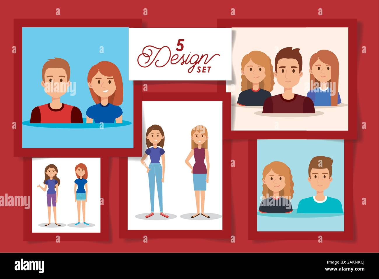 five designs of young people avatar characters Stock Vector Image & Art ...