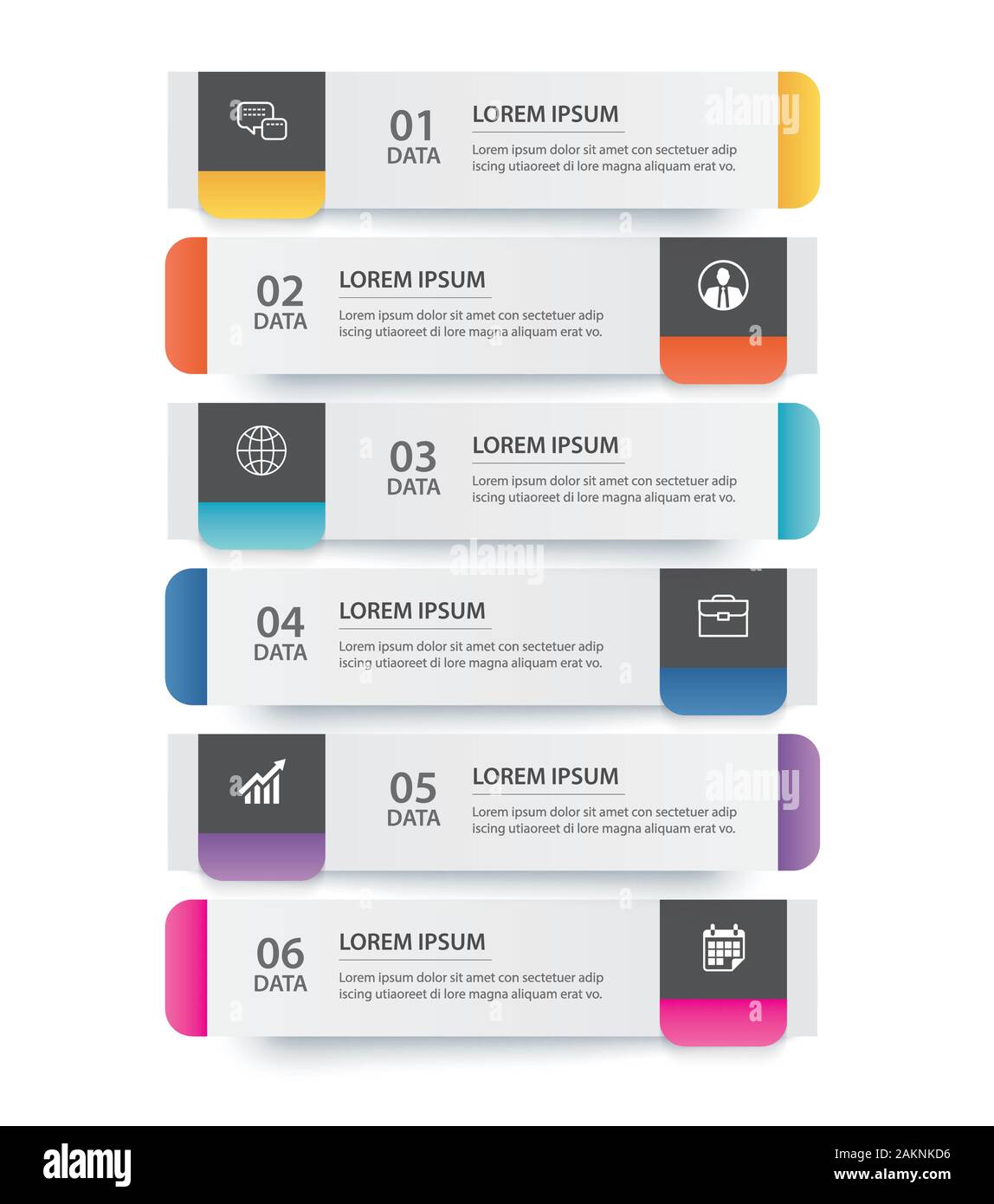 6 data infographics tab paper index template. Vector illustration ...