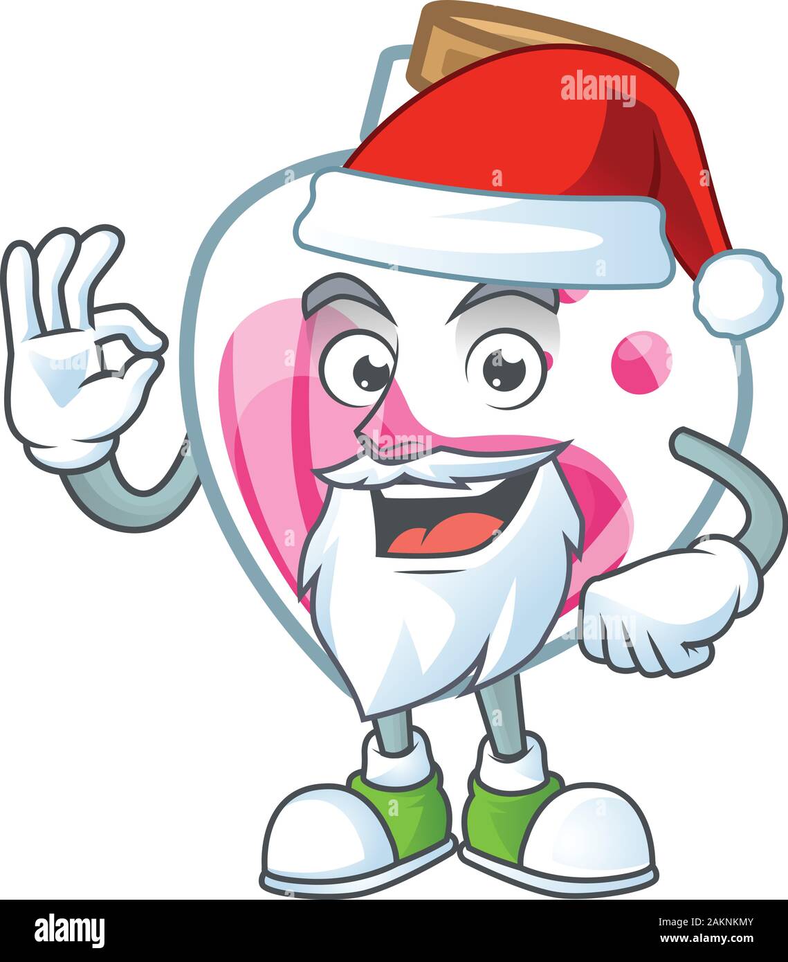 A picture of Santa pink potion mascot picture style with ok finger ...