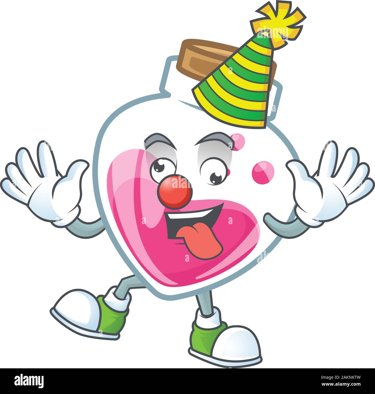Funny Clown pink potion cartoon character mascot design Stock Vector ...