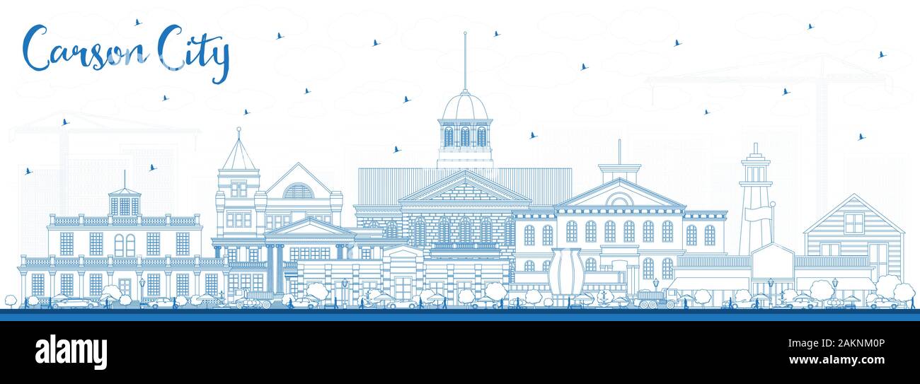 Outline Carson City Nevada City Skyline with Blue Buildings. Vector ...