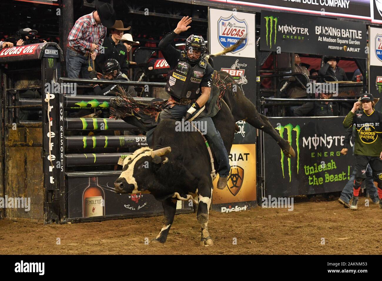 Ramon De Lima rides scarface during the Professional Bull Riders 2020 ...