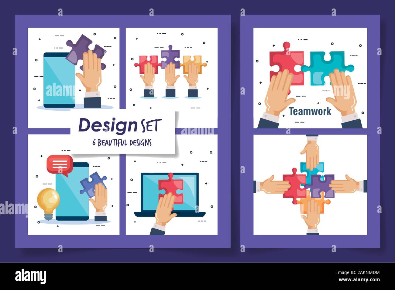 six designs of teamwork and icons Stock Vector Image & Art - Alamy