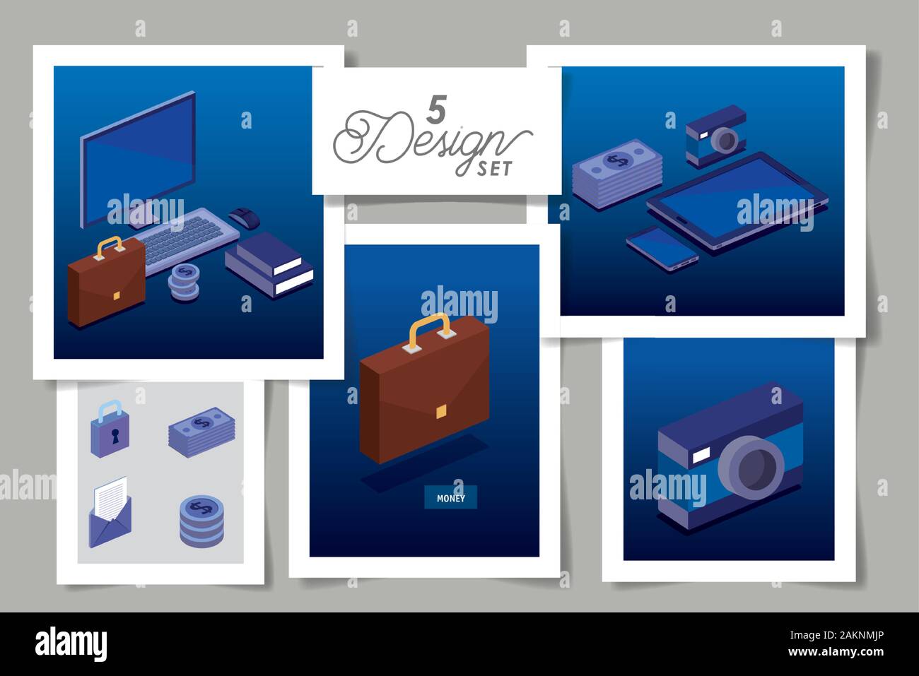 five designs of digital technology and icons Stock Vector Image & Art ...