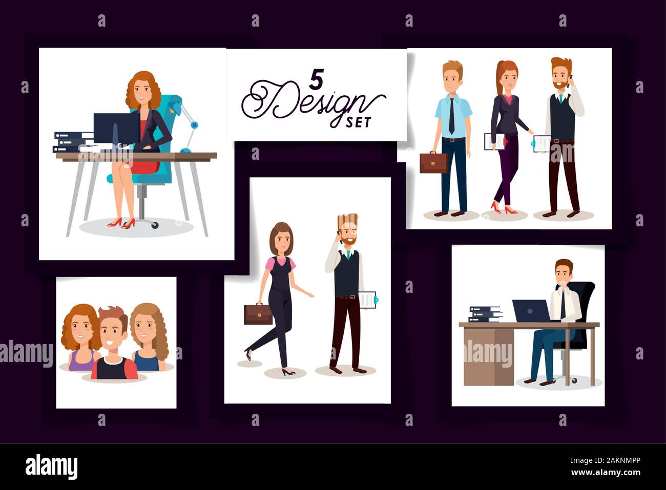 Five people working Stock Vector Images - Alamy