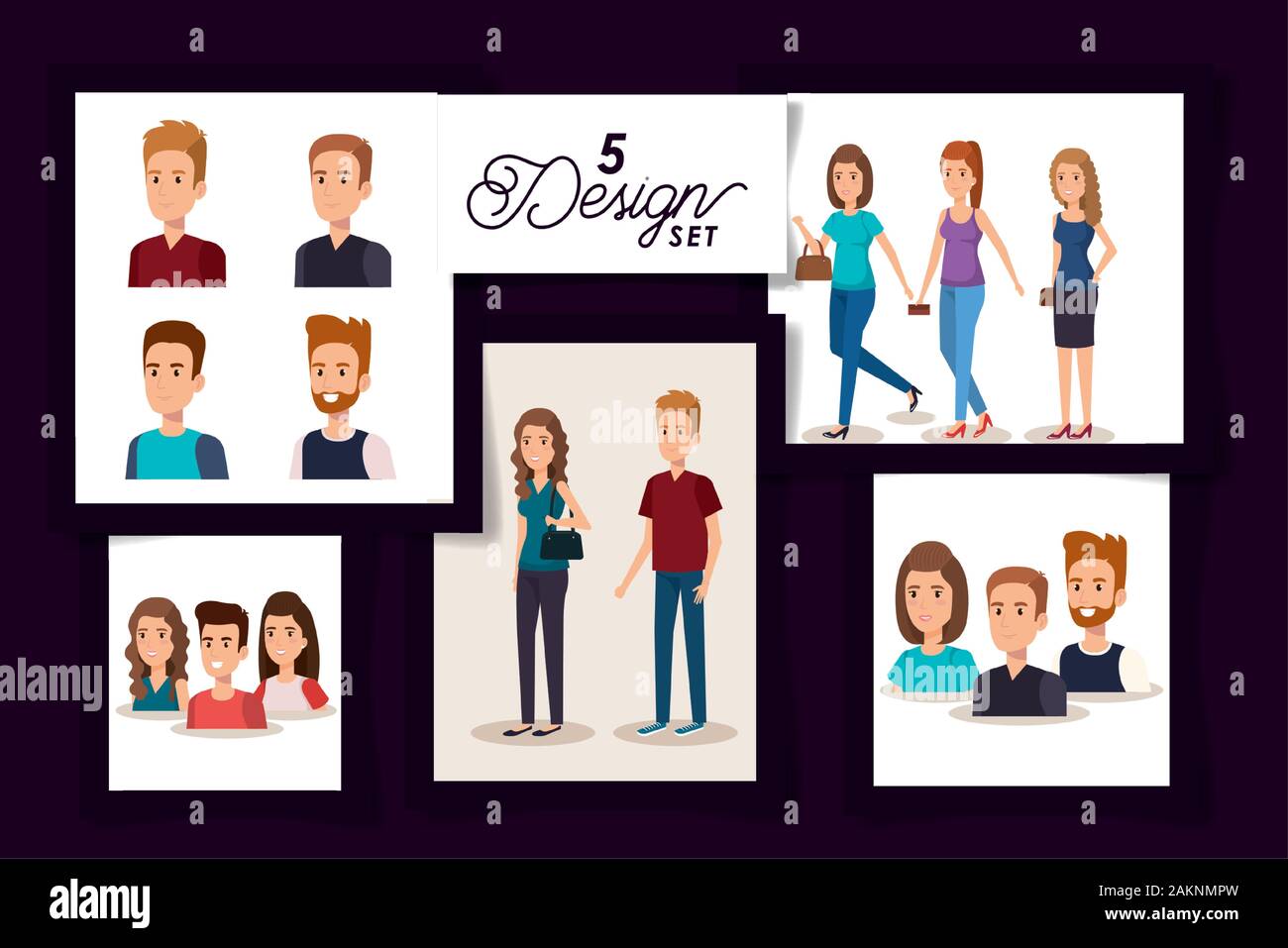five designs of young people characters Stock Vector Image & Art - Alamy