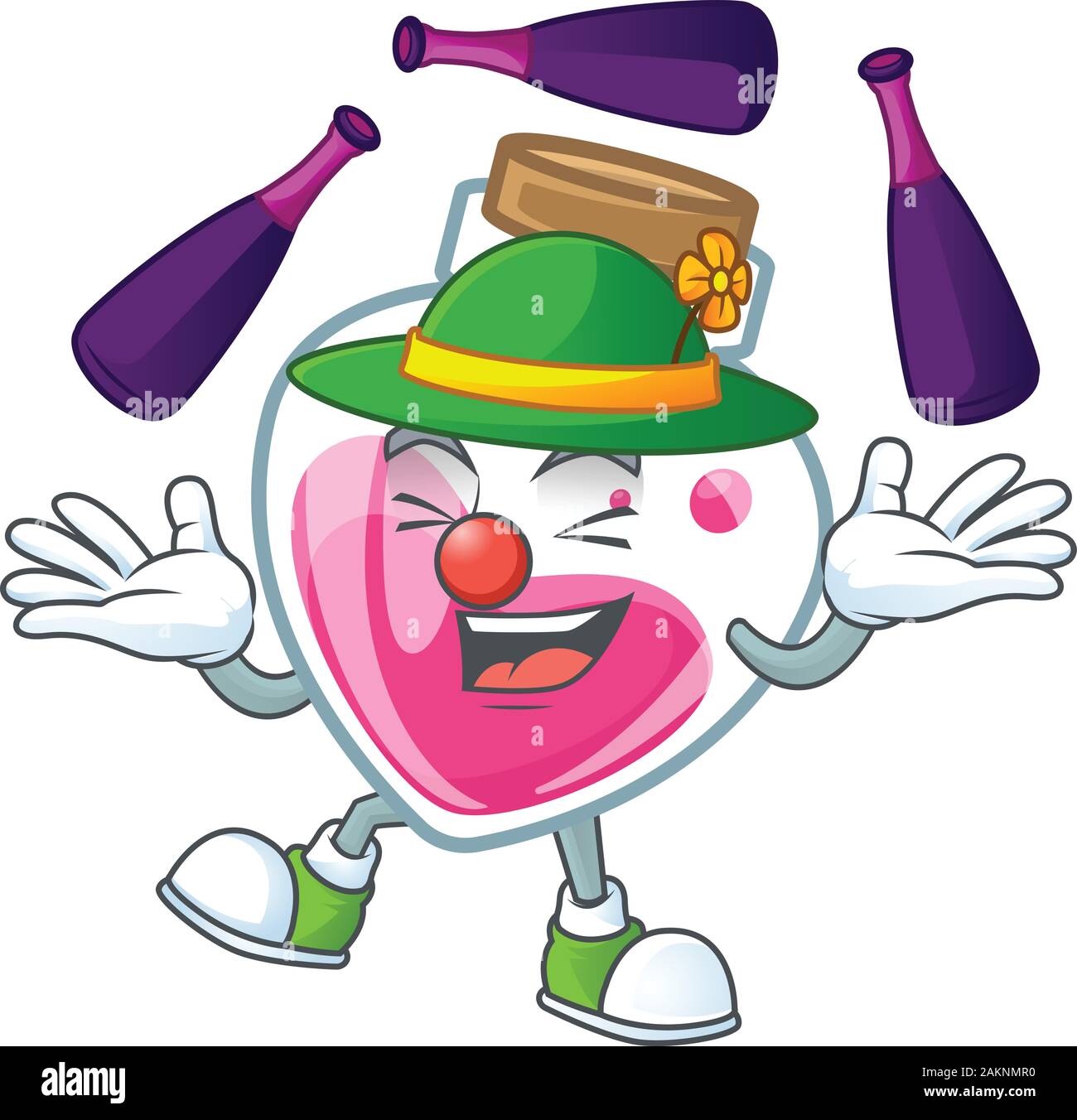 Smart pink potion cartoon character design playing Juggling Stock ...